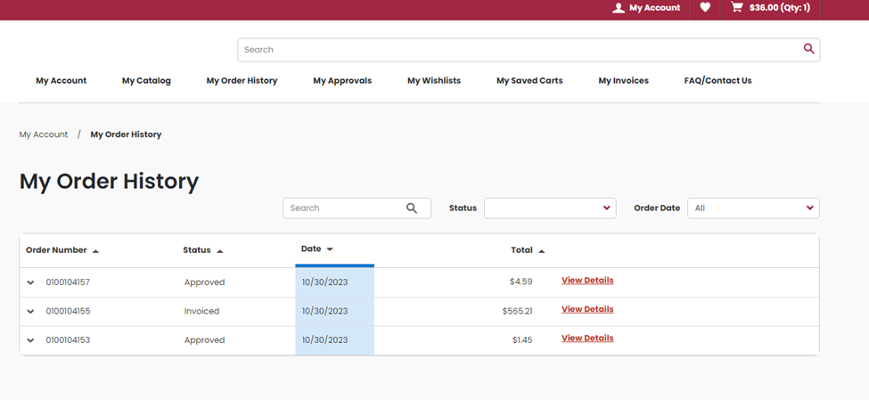 My Order History